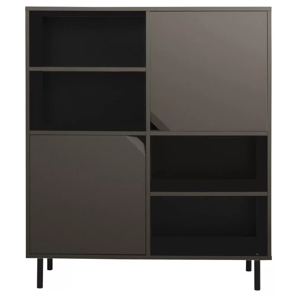 Corner high board, 2 doors, 4 drawers, dark taupe